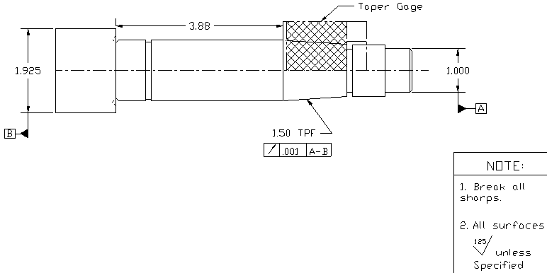 Machine Shop 2 - Lathe Operations - Project 9-1 Drawing